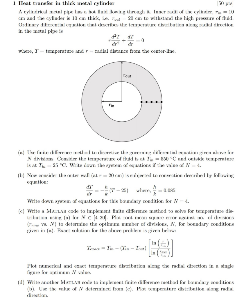 1 Heat transfer in thick metal cylinder [50 pts) A | Chegg.com