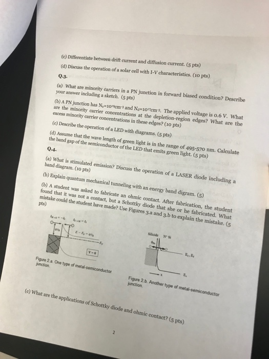 Solved (e) Differentiate between drift current and diffusion | Chegg.com