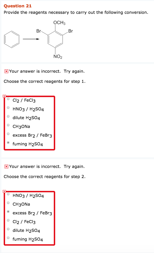 Solved Question 21 Provide the reagents necessary to carry | Chegg.com