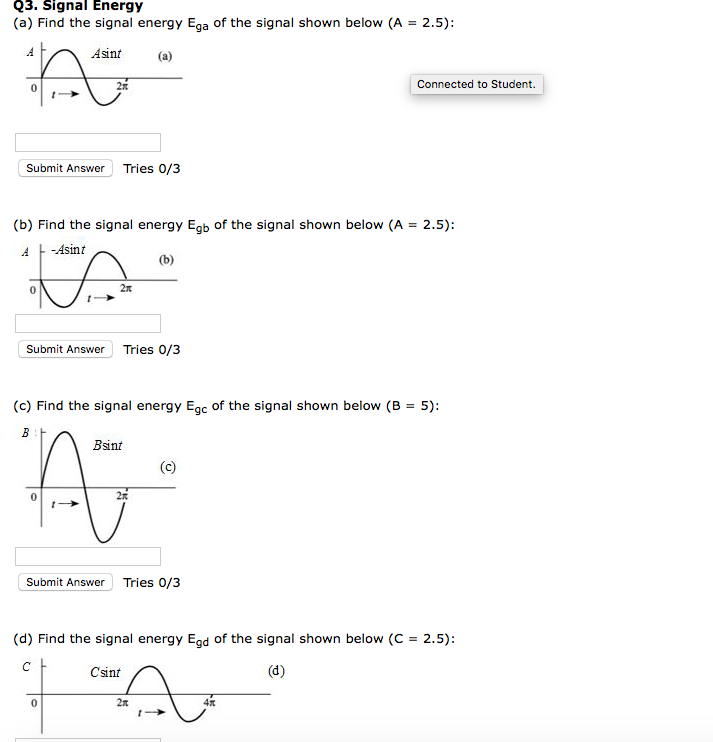 Solved Q3. Signal Energy (a) Find the signal energy Ega of | Chegg.com