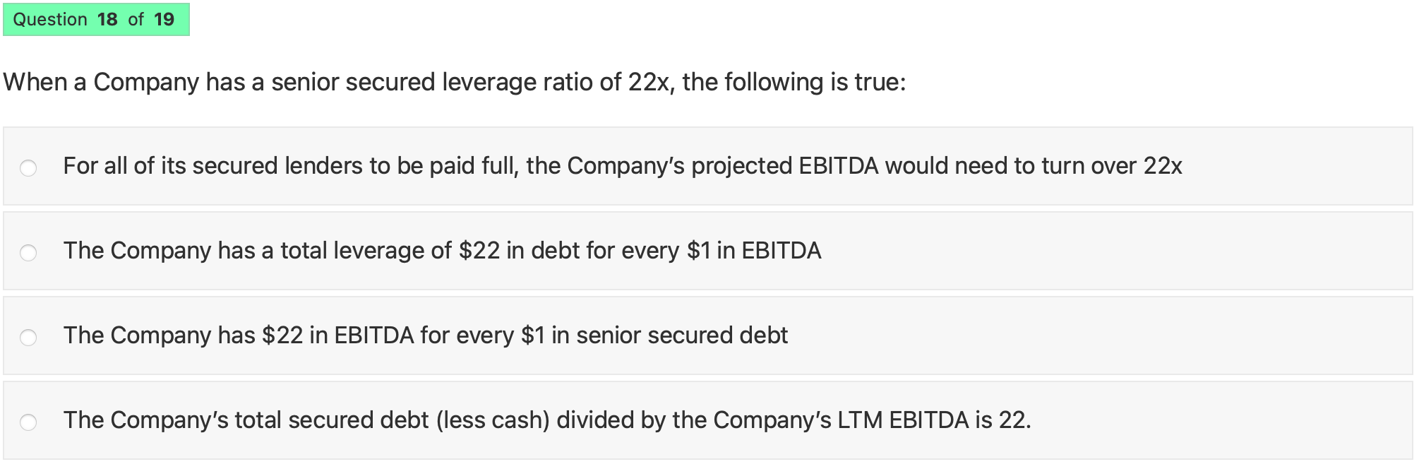 Solved When a Company has a senior secured leverage ratio of | Chegg.com