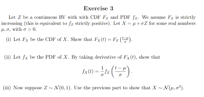 Solved Let Z be a continuous RV with with CDF FZ and PDF fZ. | Chegg.com