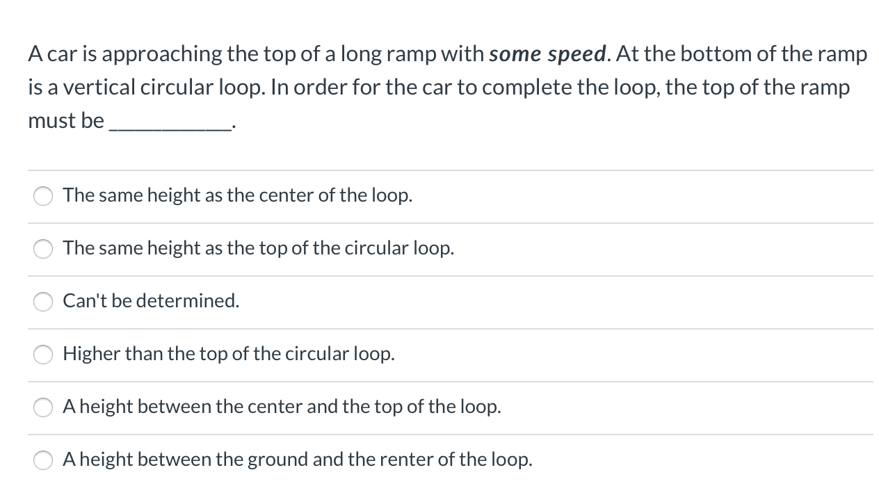 Solved A car is approaching the top of a long ramp with some | Chegg.com