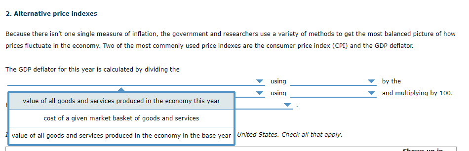 Solved 2. Alternative price indexes Because there isn't one | Chegg.com