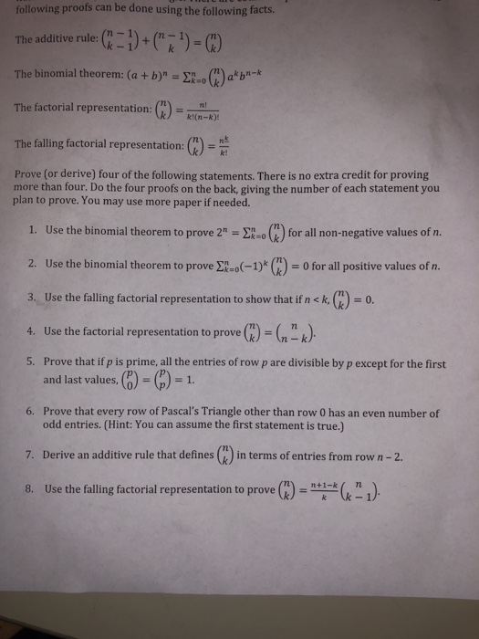 Solved following proofs can be done using the following | Chegg.com