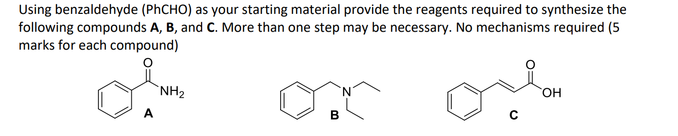Solved Using benzaldehyde ( PhCHO ) as your starting | Chegg.com