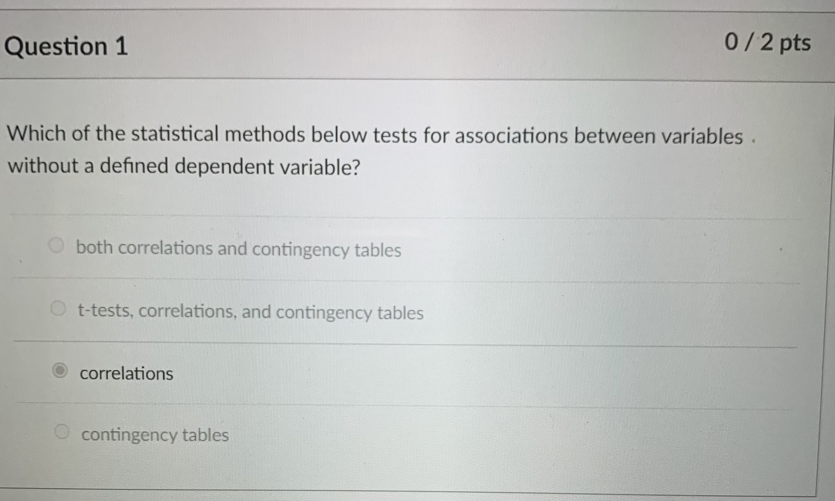 Solved Which Of The Statistical Methods Below Tests For Chegg