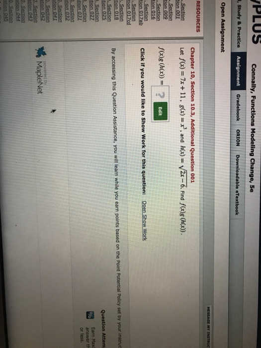 Solved SConnally, Functions Modeling Change, Se Gradebook | Chegg.com