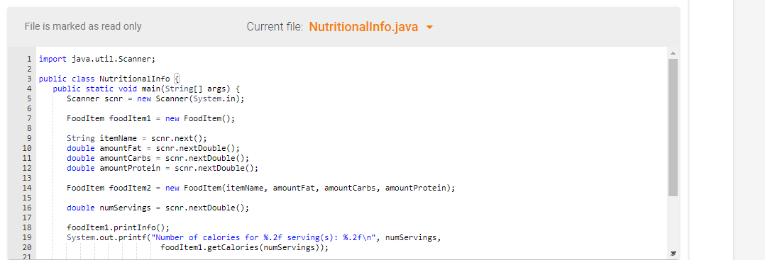 Solved Given main, complete the FoodItem class (in file | Chegg.com