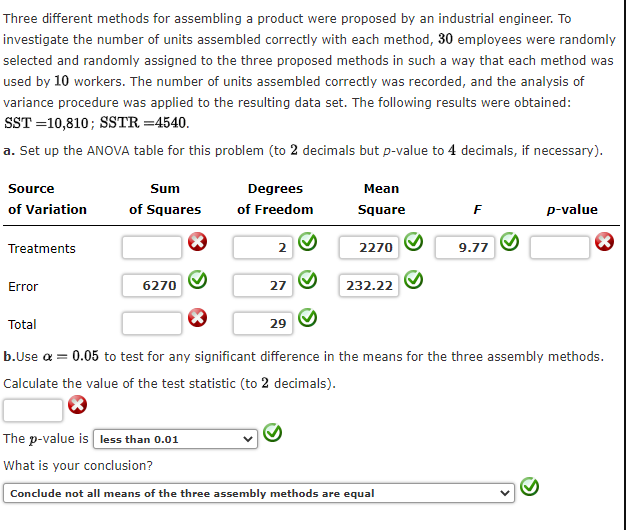 Solved Three different methods for assembling a product were | Chegg.com