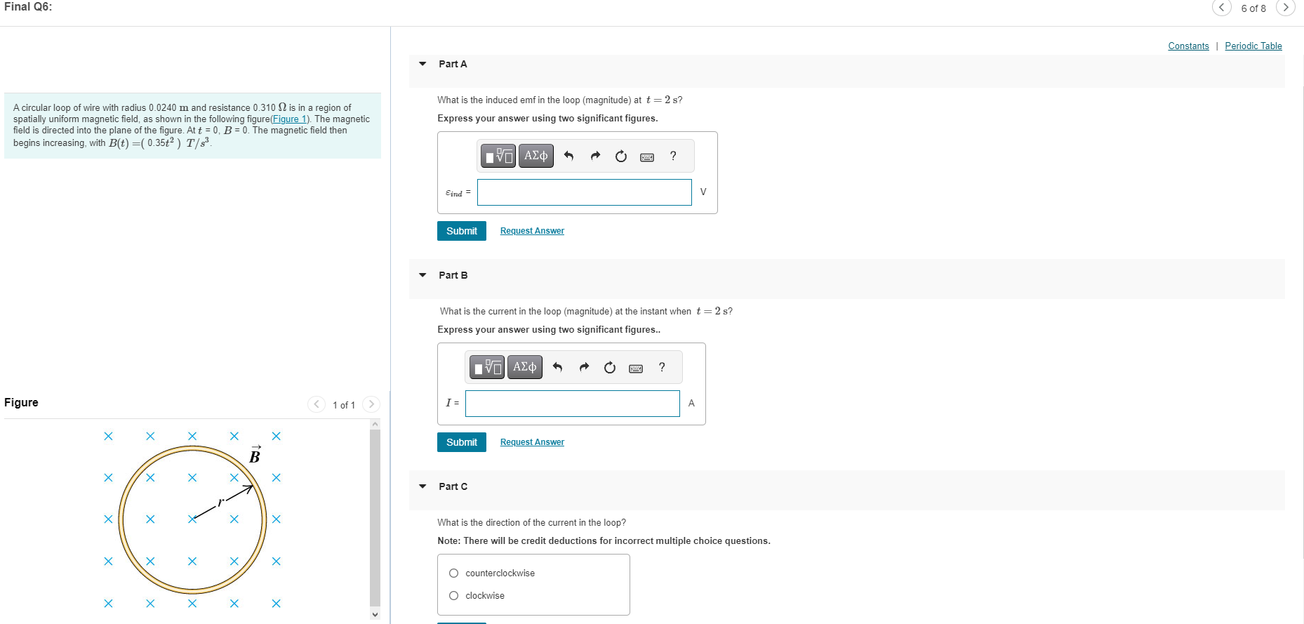 Solved A circular loop of wire with radius 0.0240 m and | Chegg.com