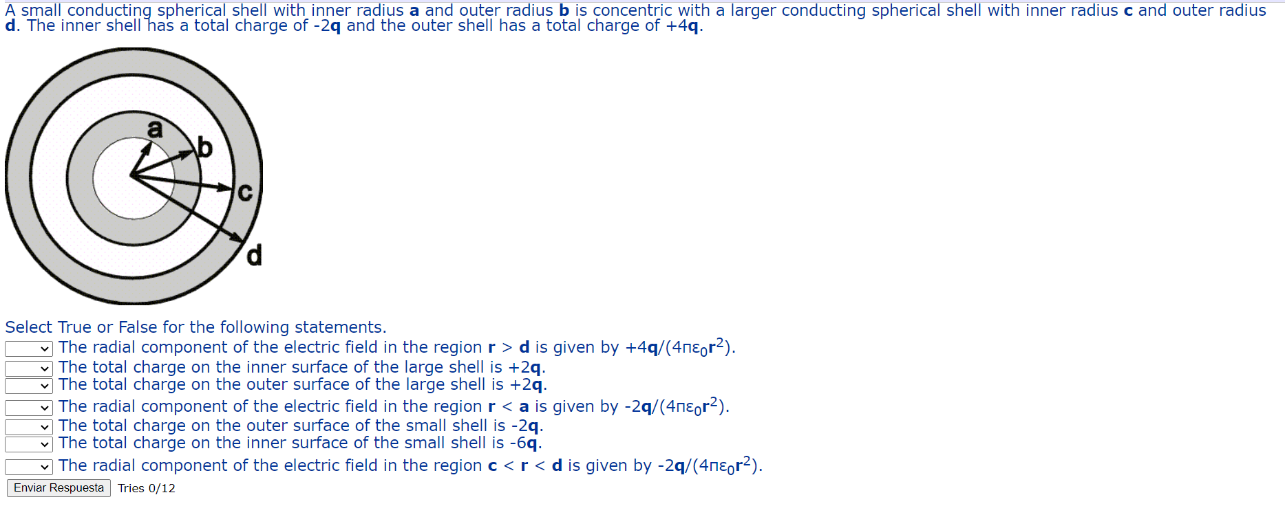Solved A small conducting spherical shell with inner radius | Chegg.com