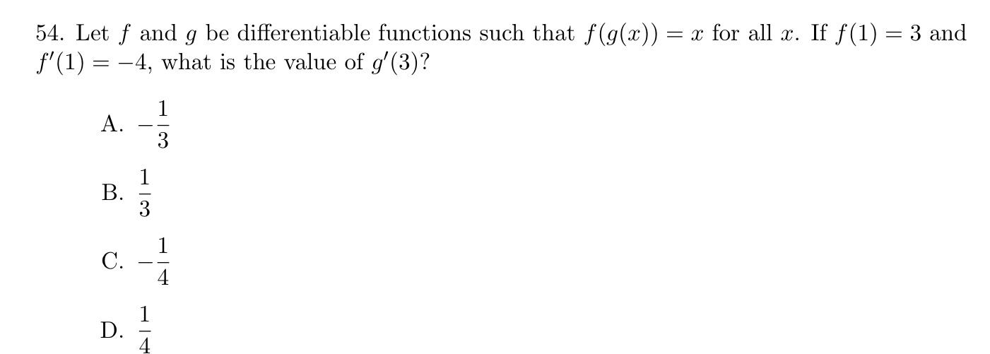 Solved 53. Let f and g are differentiable functions and it | Chegg.com