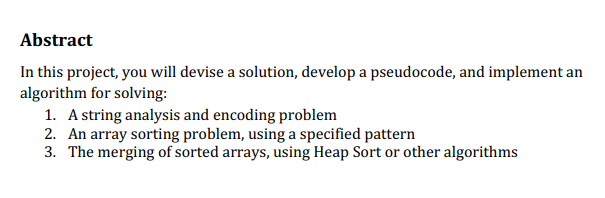 Solved Abstract In this project, you will devise a solution, | Chegg.com