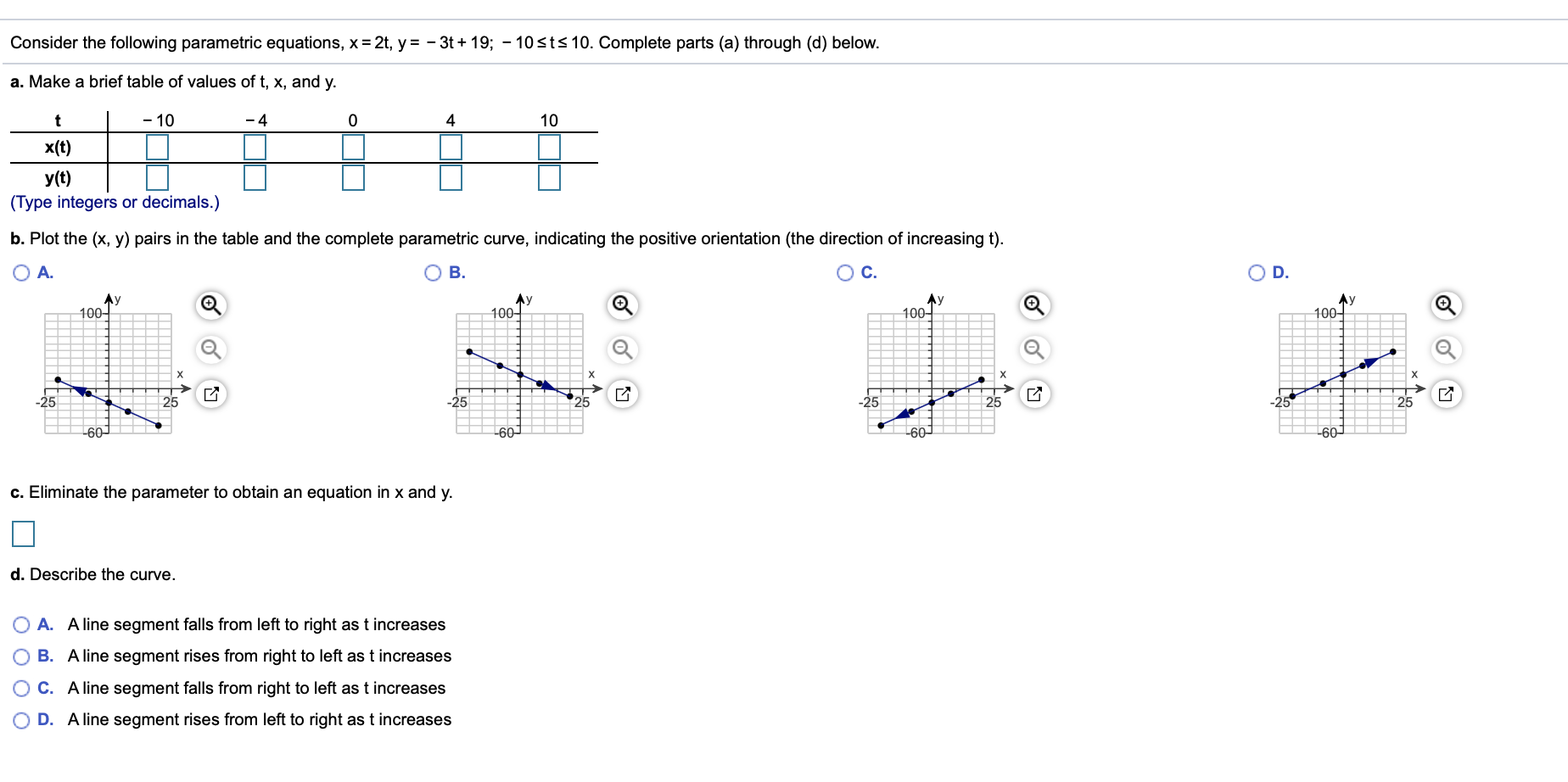 Solved Consider The Following Parametric Equations X 2t Y
