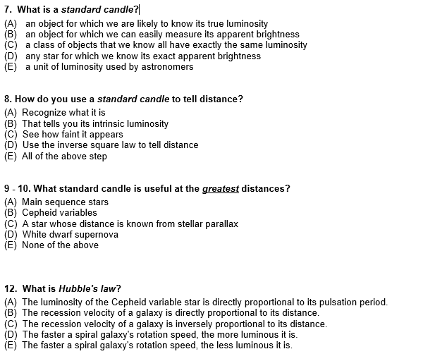 Solved 7. What is a standard candle? (A) an object for which | Chegg.com