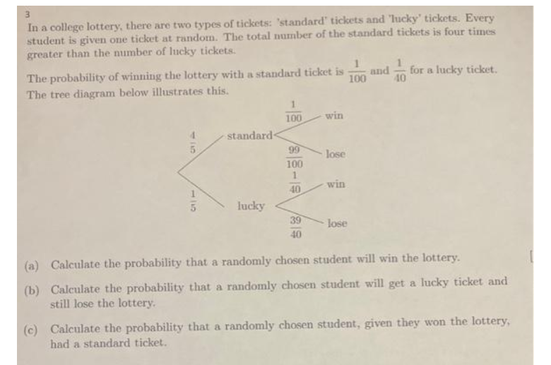 Solved 3 In a college lottery, there are two types of | Chegg.com