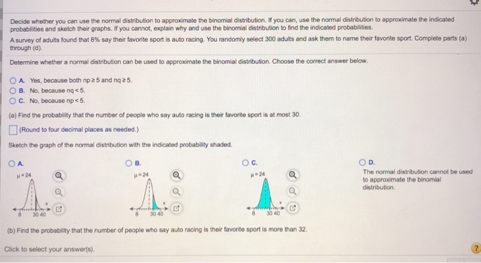Solved Decide whether you can use the normal distribution to | Chegg.com