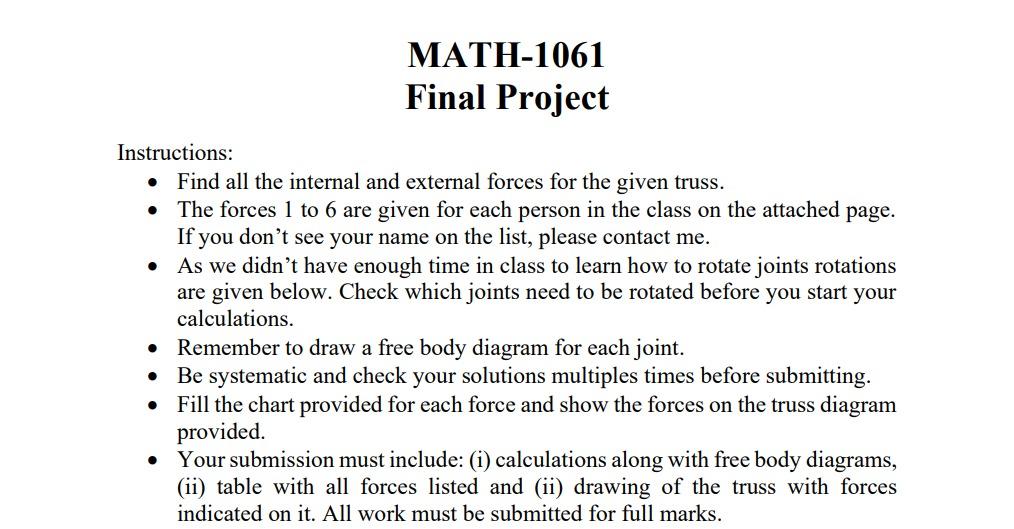 MATH-1061 Final Project Instructions: Find all the | Chegg.com