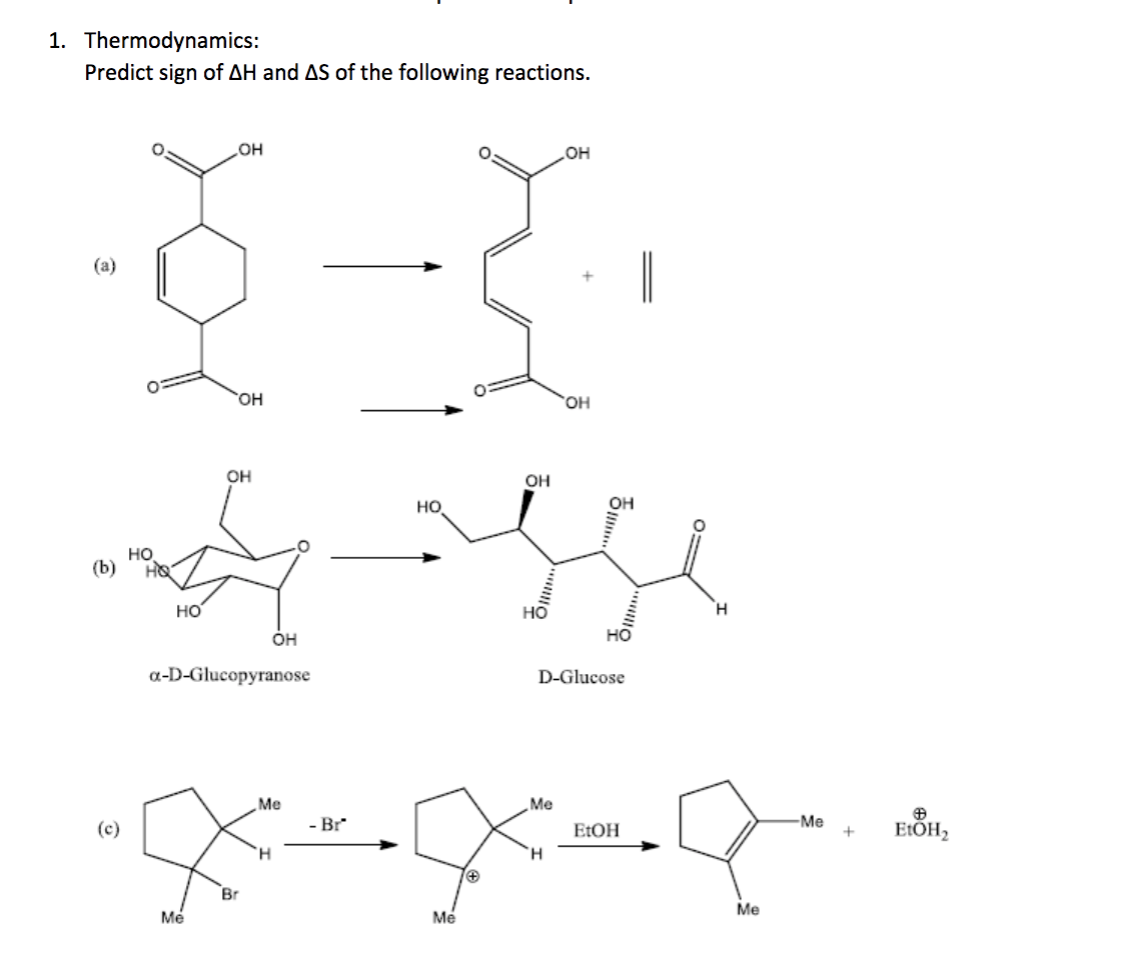 Solved 1. Thermodynamics: Predict sign of AH and As of the | Chegg.com