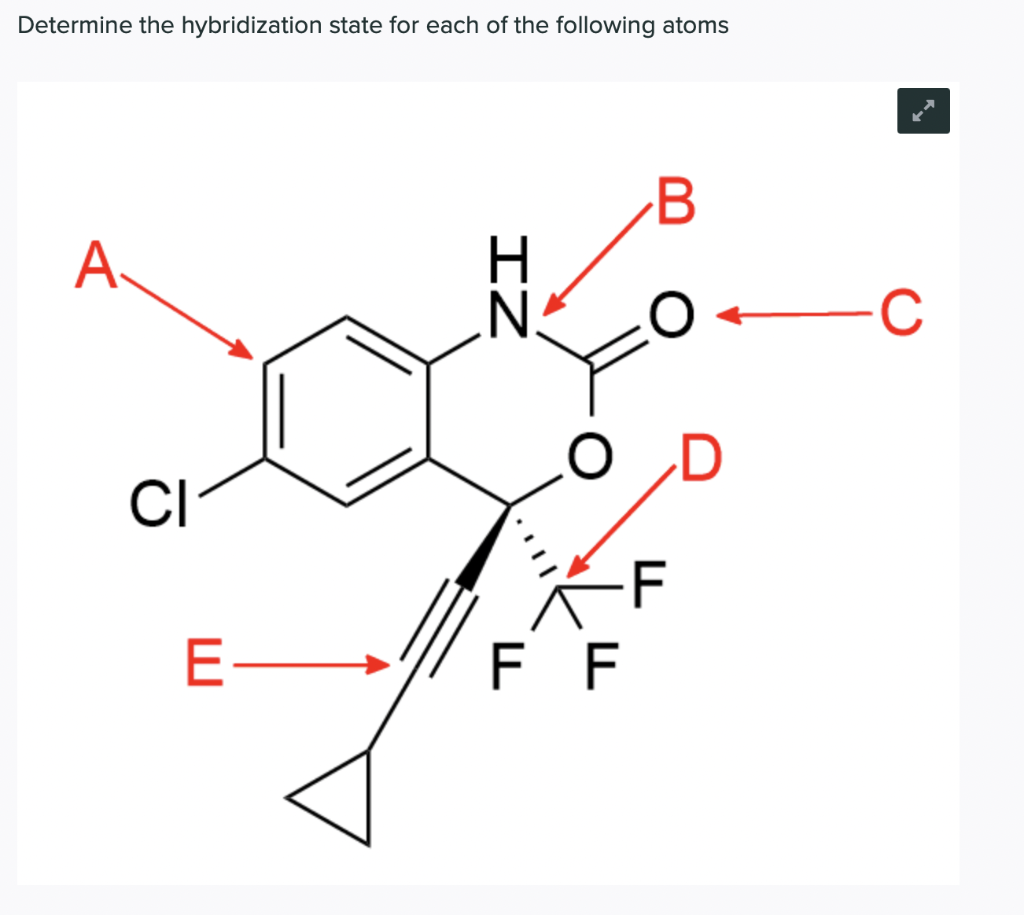 Solved Determine the hybridization state for each of the | Chegg.com