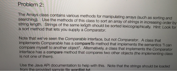 Solved Problem 2: The Arrays class contains various methods | Chegg.com