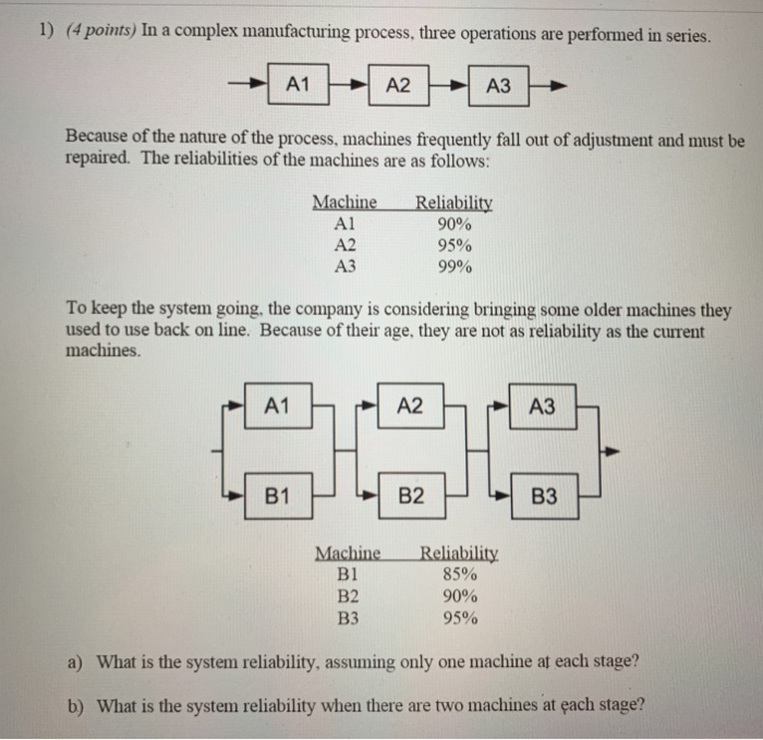 Solved 1) (4 points) In a complex manufacturing process, | Chegg.com