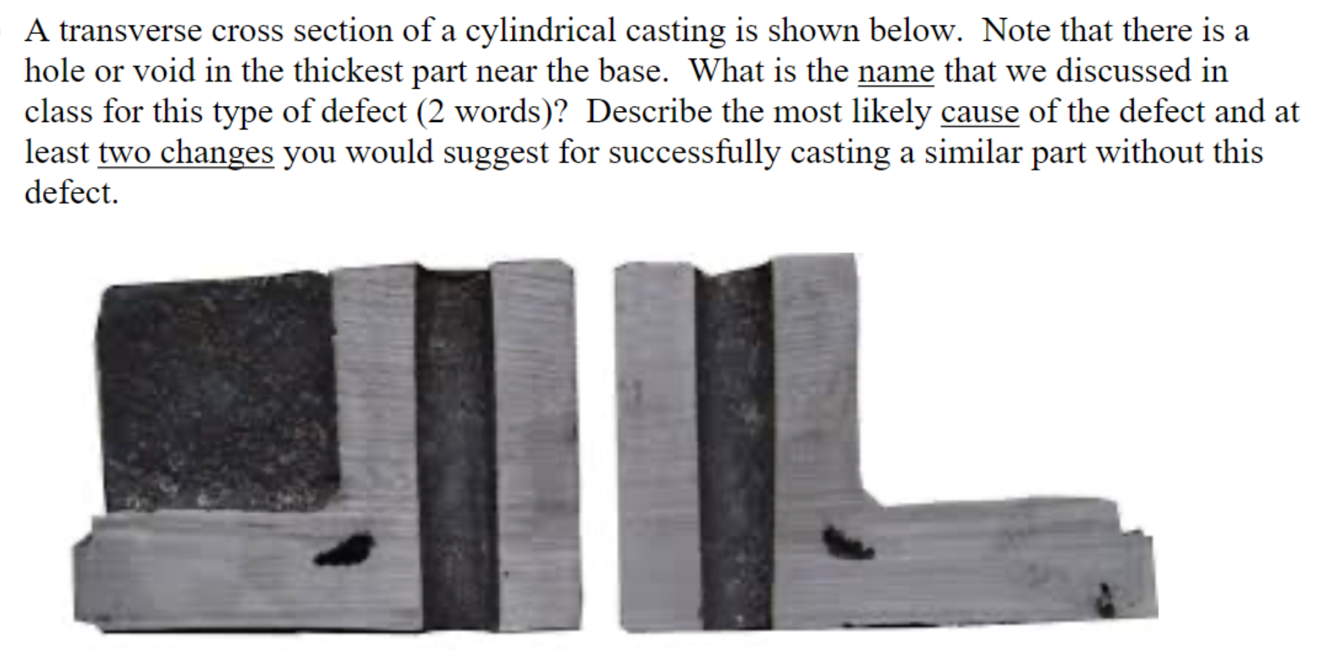 Solved A transverse cross section of a cylindrical casting | Chegg.com