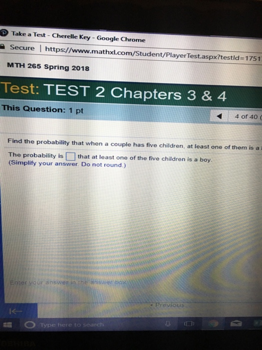 Solved ayer MTH 265 Spring 2018 est: TEST 2 Chapters his | Chegg.com