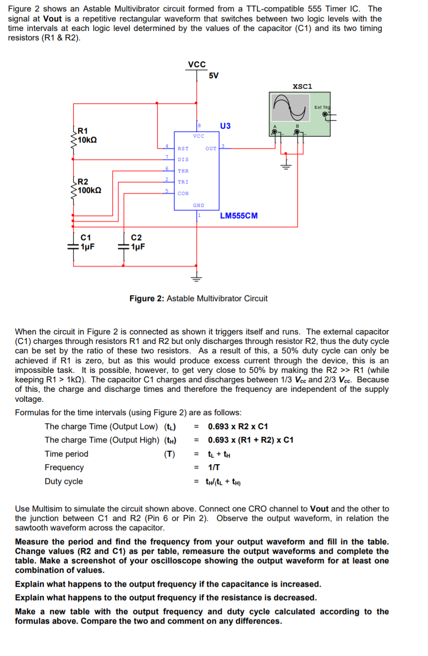 Solved Figure 2 shows an Astable Multivibrator circuit | Chegg.com