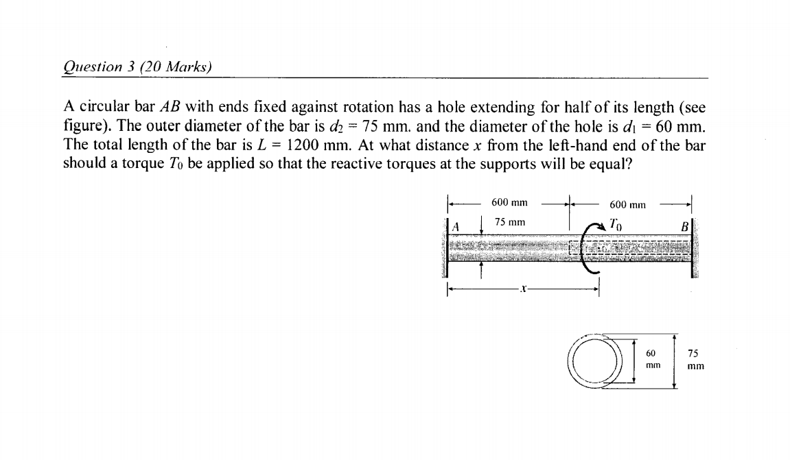Solved Question 3 (20 Marks) A circular bar AB with ends | Chegg.com
