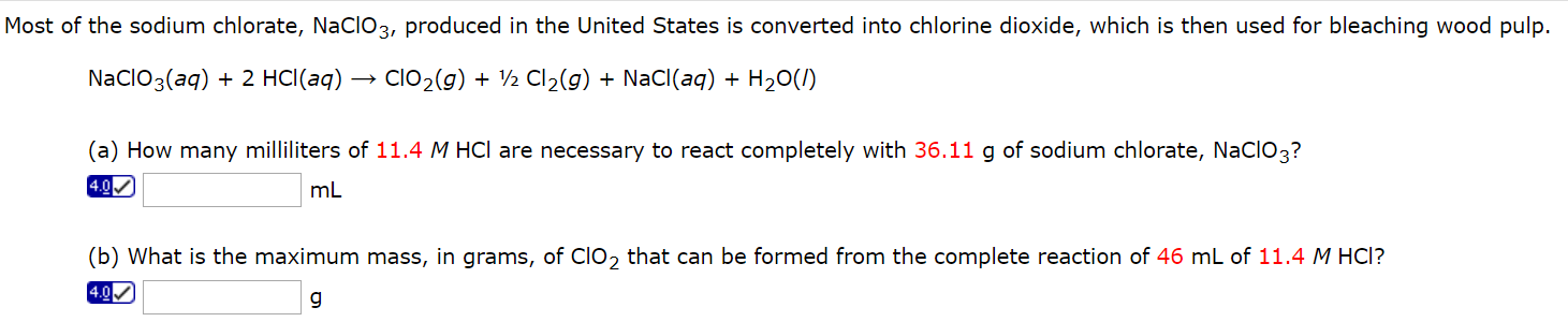Solved Most of the sodium chlorate, NaClO3, produced in the | Chegg.com