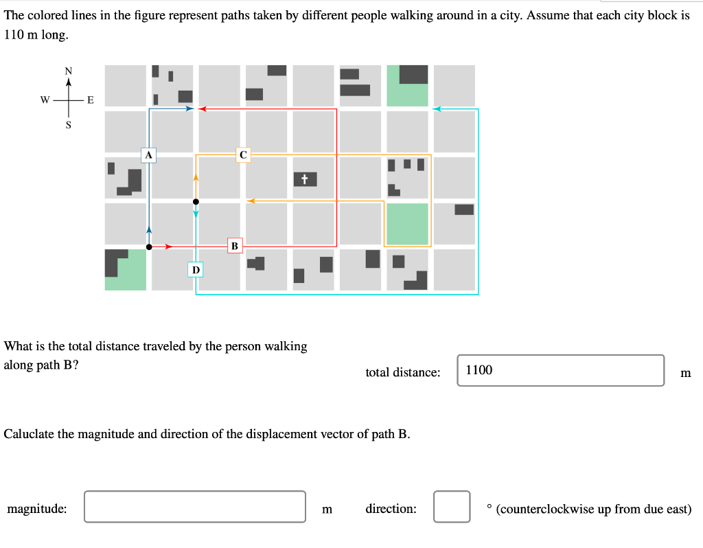 Solved The colored lines in the figure represent paths taken | Chegg.com