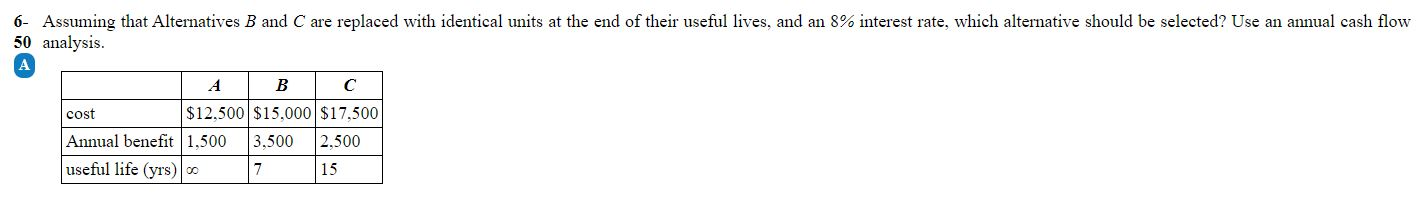 Solved 6- Assuming that Alternatives B and C are replaced | Chegg.com