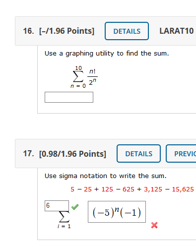 Solved 16. [-/1.96 Points] DETAILS LARAT10 Use a graphing | Chegg.com