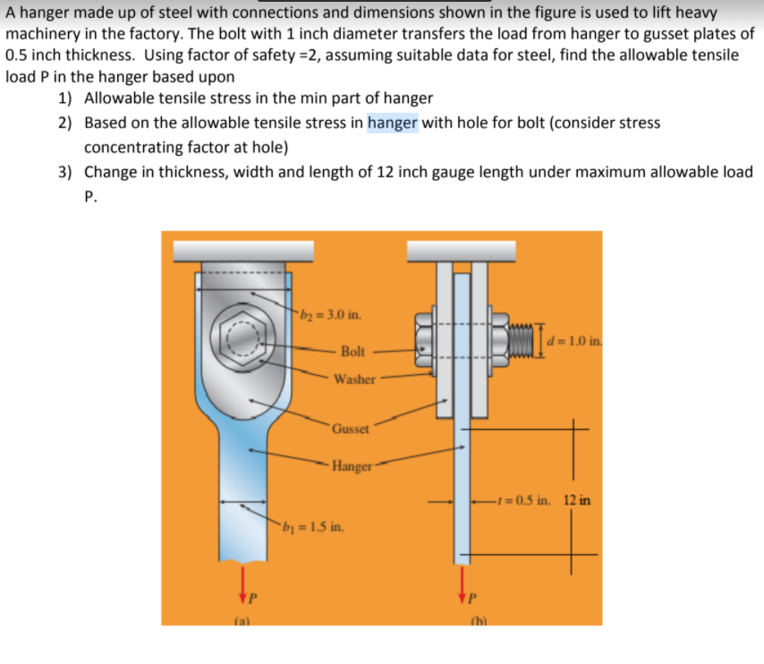 Solved A hanger made up of steel with connections and | Chegg.com