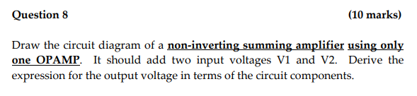 Solved Question 7 (10 marks) Draw the circuit diagram of a | Chegg.com
