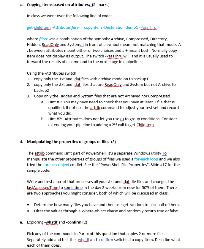 Part I: Exploring Basic File Attributes (25 marks) | Chegg.com
