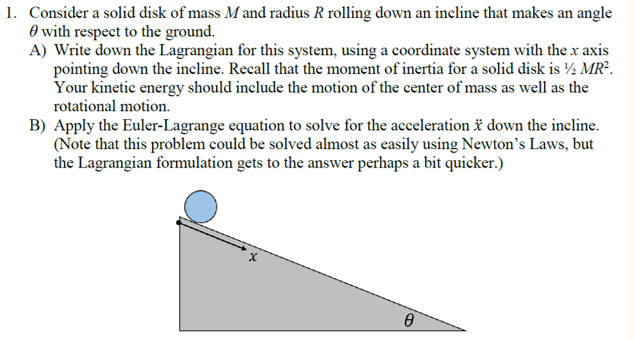 Solved Consider a solid disk of mass M and radius R rolling | Chegg.com