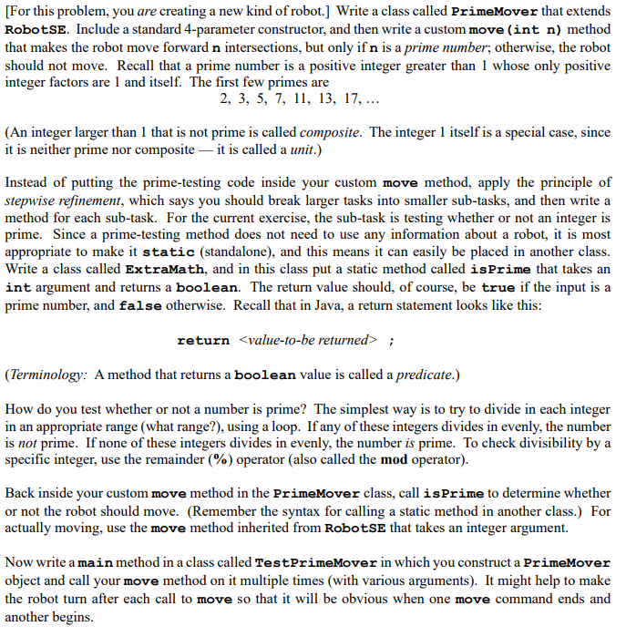 RobotSE (extension of becker.jar/becker robot)is a | Chegg.com