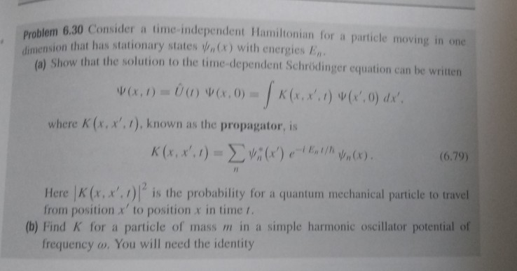 Solved 30 Consider i time independent Hamiltonian for a | Chegg.com