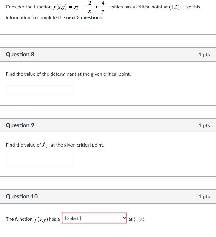 Solved + which has a critical point at(1,2). Use this 9 2 4 | Chegg.com