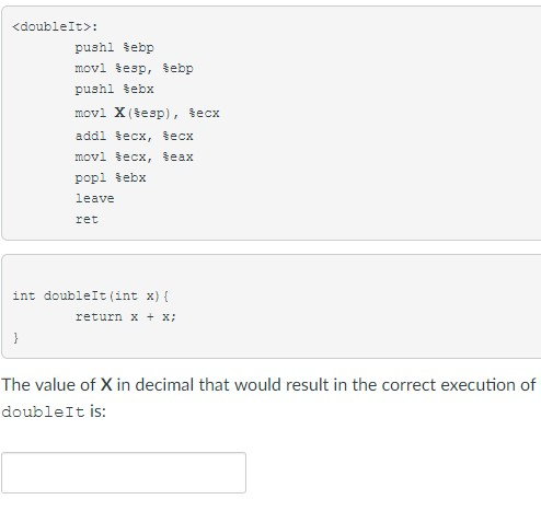 Solved : pushl ebp movi %esp, ebp pushl %ebx leave ret int | Chegg.com