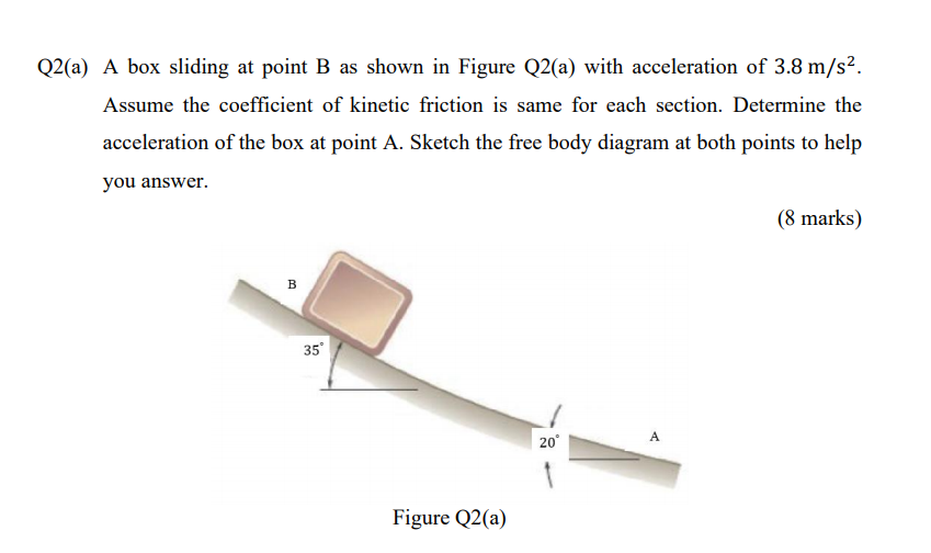 Solved Q2(a) A box sliding at point B as shown in Figure | Chegg.com