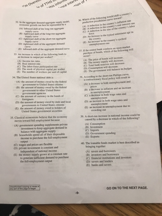 Solved Directions: Each of the questions or incomplete | Chegg.com
