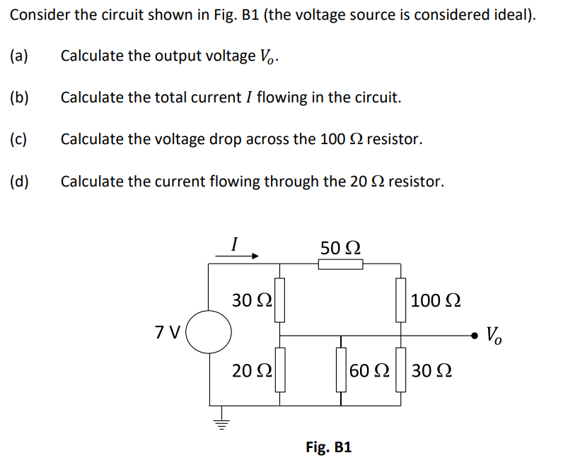 Solved Consider the circuit shown in Fig. B1 (the voltage | Chegg.com