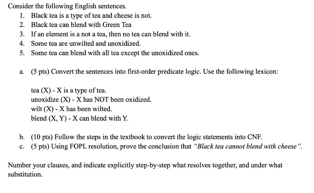 Consider the following English sentences. 1. Black | Chegg.com