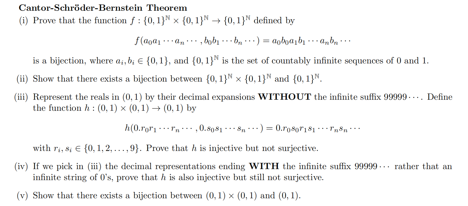 Solved Cantor-Schröder-Bernstein Theorem (i) Prove that the | Chegg.com