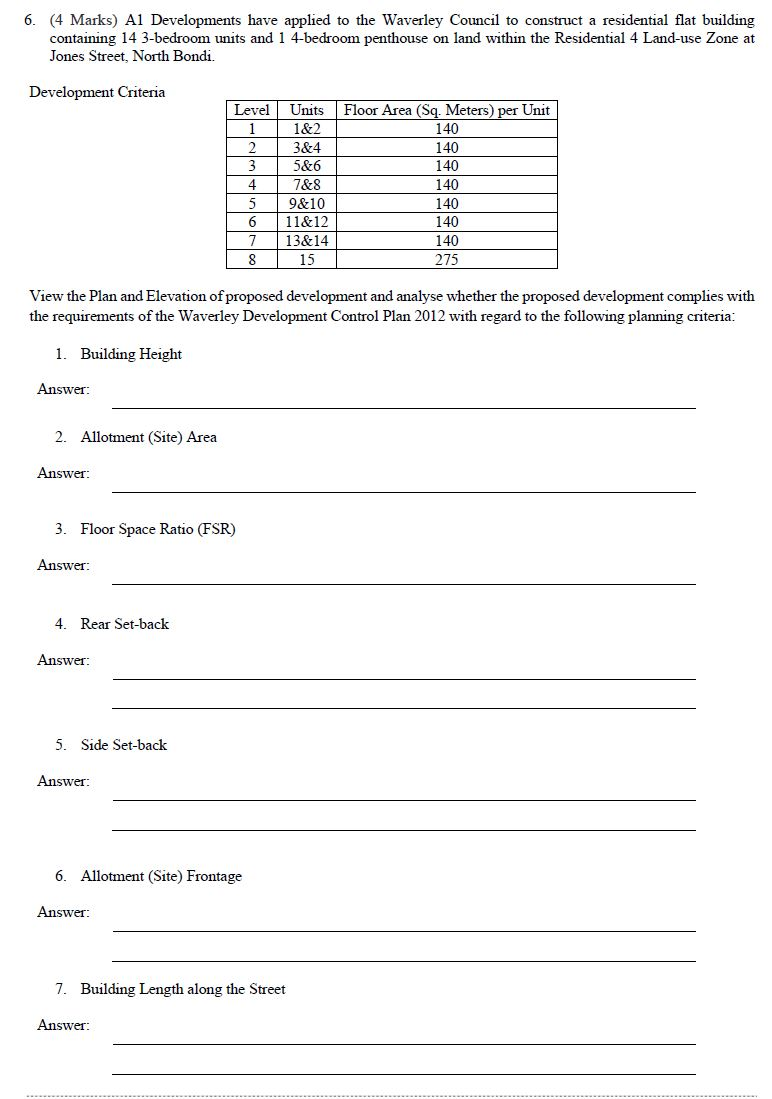 6. (4 Marks) Al Developments have applied to the | Chegg.com