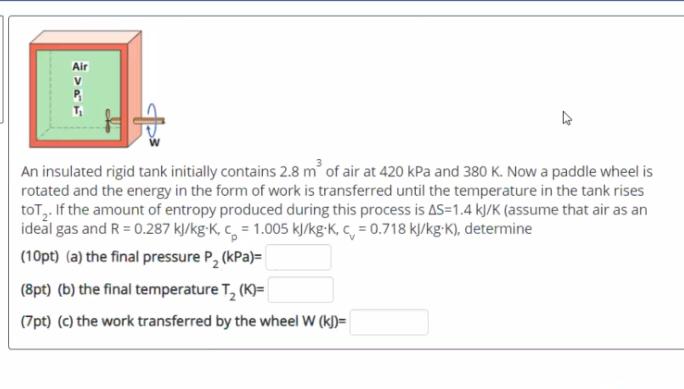 Solved Air P An insulated rigid tank initially contains 2.8 | Chegg.com